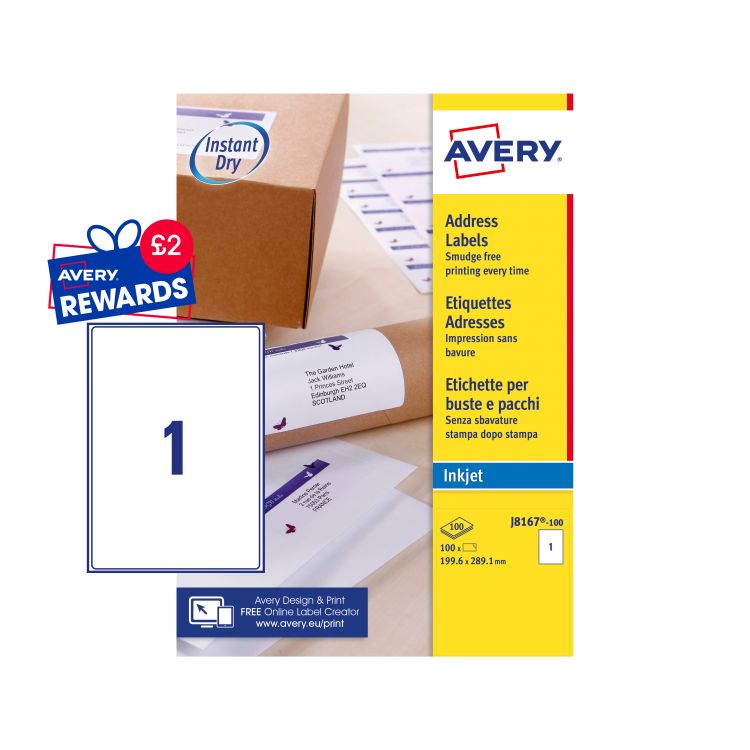 Avery J8167-100 Parcel Labels, 100 Sheets, 1 Label per Sheet (100 ...