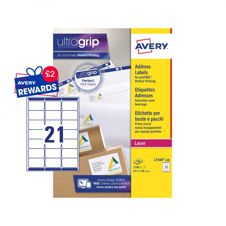 Avery L7160-100 Address Labels, 100 Sheets, 21 Labels per Sheet (2100 ...