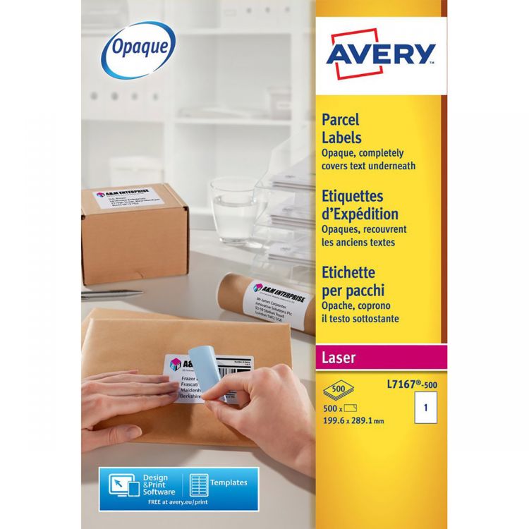 Avery L7167-500 Parcel Labels, 500 Sheets, 1 Label per Sheet (500 ...