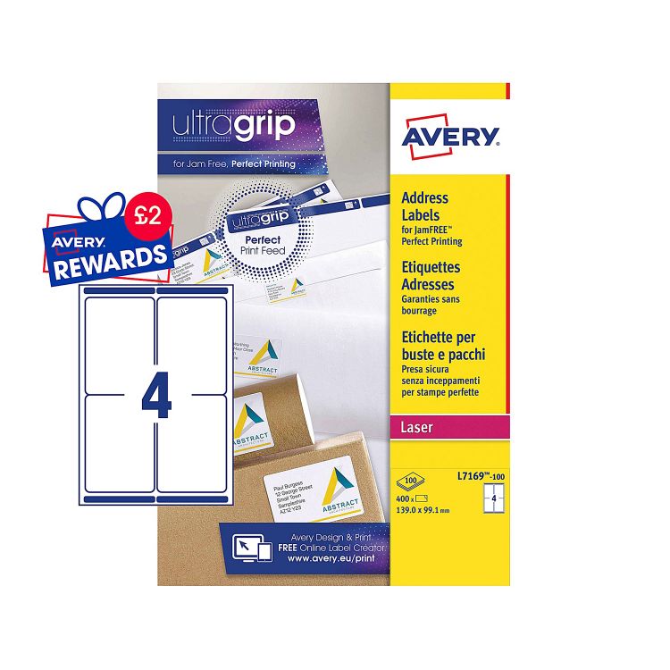 Avery L7169-100 Parcel Labels, 100 Sheets, 4 Labels per Sheet (400 ...