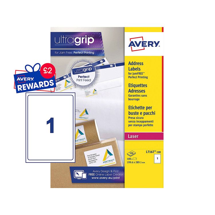 Avery L7167-100 Parcel Labels, 100 Sheets, 1 Label per Sheet (100 ...