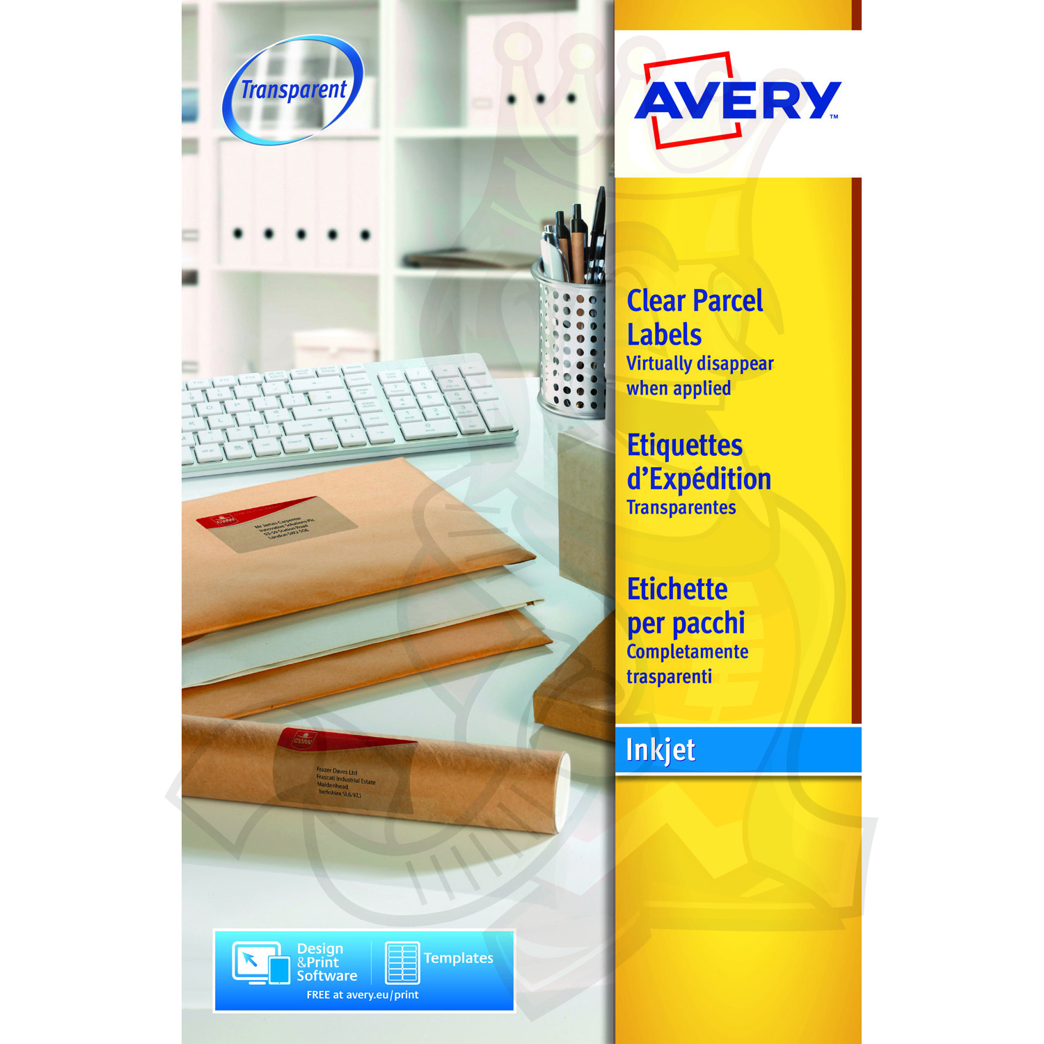 Avery Clear Inkjet Labels 210x297mm J8567 25 25 Labels Label King