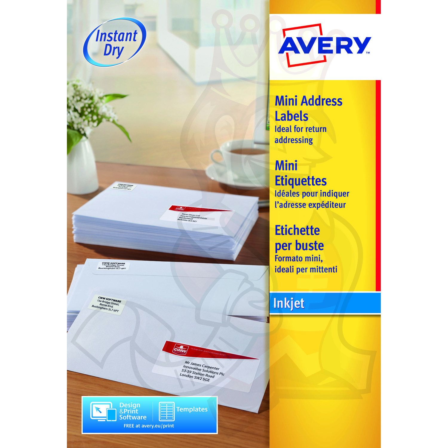 Avery Inkjet Addressing Labels 38x21mm J8151 100 1625 Labels Label King
