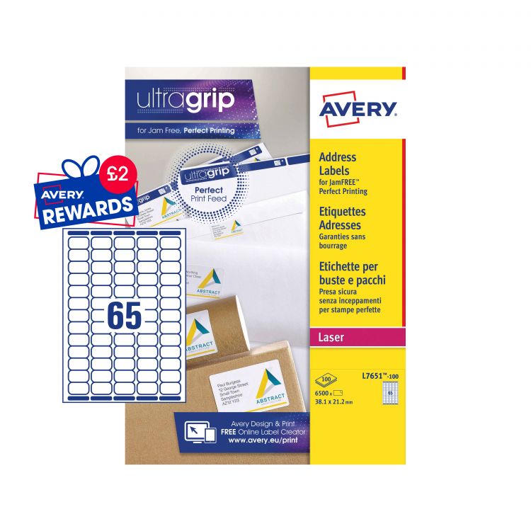 Avery L7651-100 Mini Address Labels, 100 Sheets, 65 Labels per Sheet ...